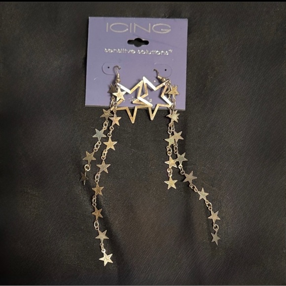 Icing | Jewelry | Icing Silver Earrings With A Cascading Chain Of Stars ...